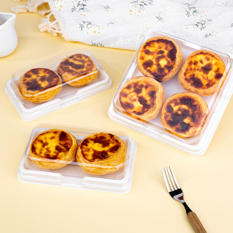 Disposable PET Separate Box Egg Tart Dessert Plastic Boxes 2/4 Capacity ...