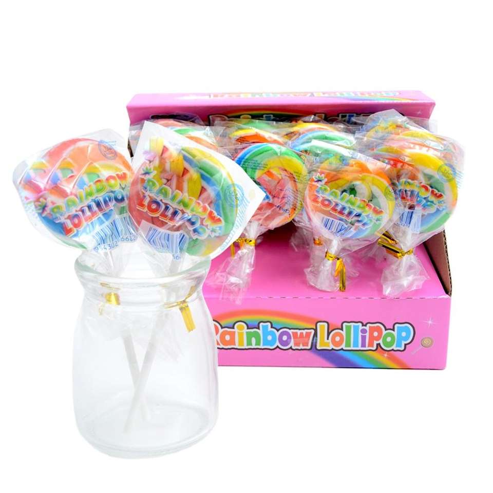 OEM Rainbow Spiral Swirl Pops Ripple Round Shape Sweet Hard Lollipop ...
