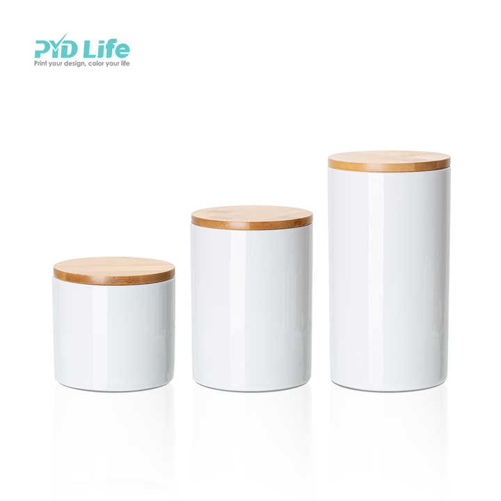 Custom 25 oz Sublimation Ceramic Food Storage Canisters Set with Bamboo Lid