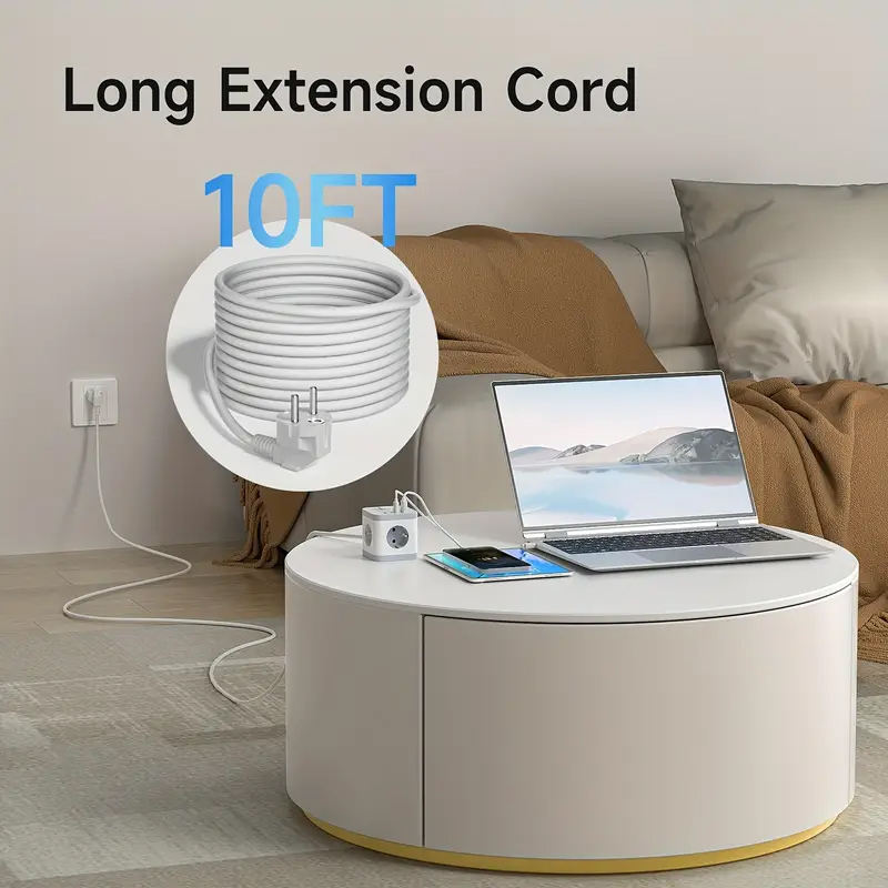 EU CE Standard Tower Power Socket 4 AC Outlets QC Charge Ports Power ...