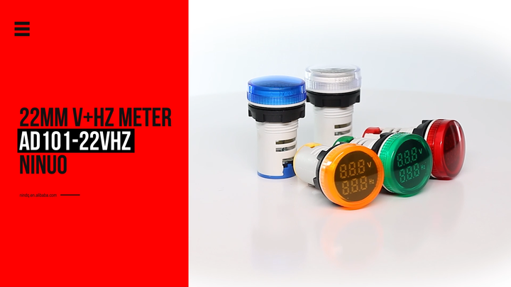 22mm Voltage Frequency Meter Round White Led Digital Display Hertz ...