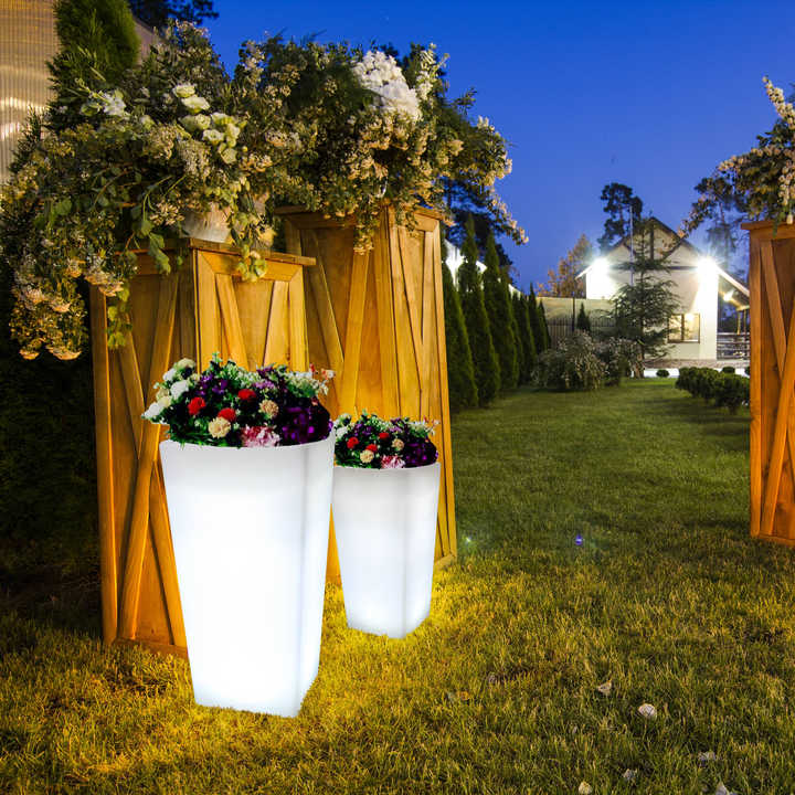 Garden Flower Pot with LED Glowing for Balcony Patio Waterproof ...