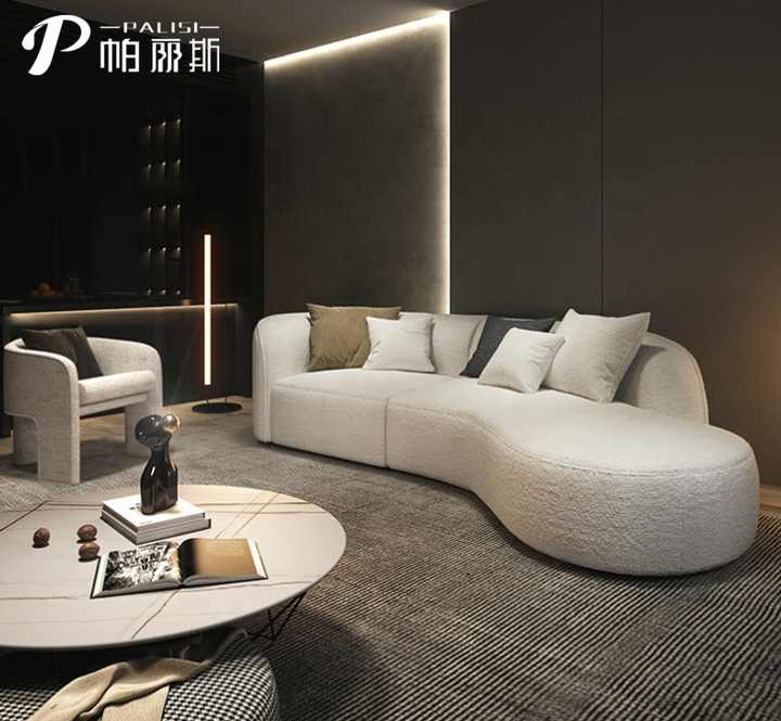 Italian curved sectional sofa living room furniture irregular shaped ...
