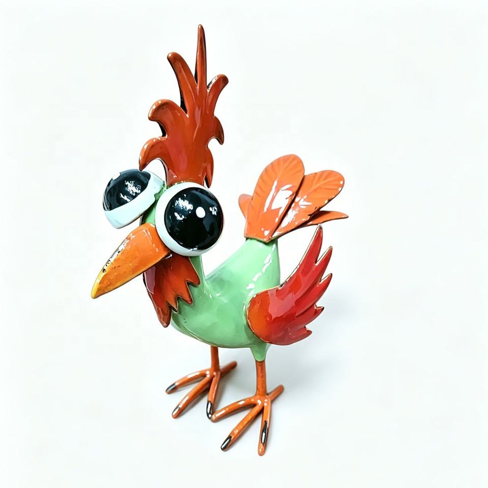 Modern Metal Colorful Rooster Statue Desk for Home & Outdoor Decoration ...