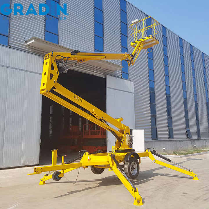Mounted Aerial Working Boom Trailer Mounted Boom Man Lift 8m Portable ...