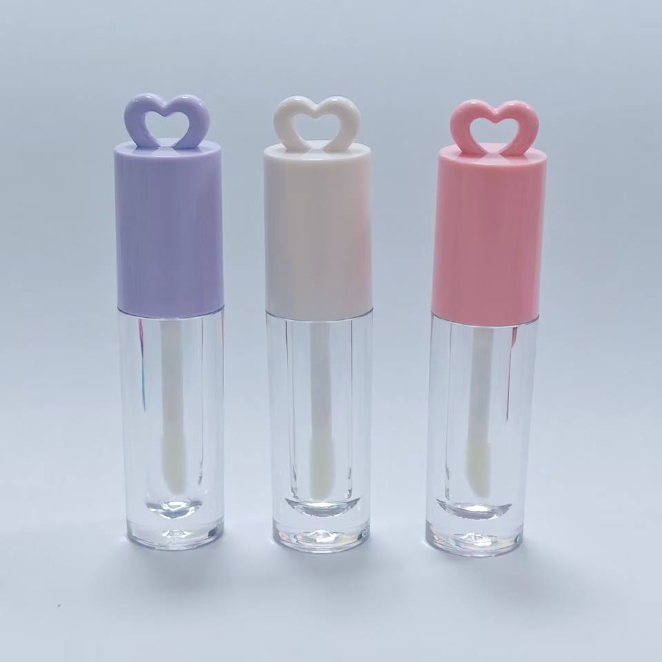 Custom 2.5ml Pink Empty Lipgloss Containers Tube Cute Plastic Love Lid ...