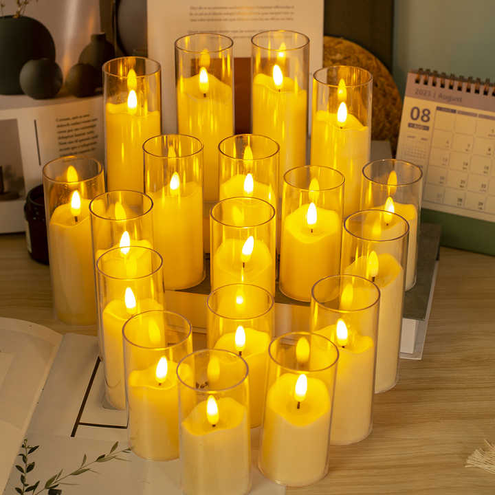 Flameless LED Plastic Cup Tube Candle Holiday Decoration Light Party ...