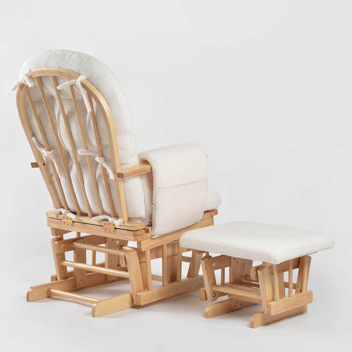 Nursery Room Wooden Leg White Boucle Nursery Rocking Chair Maternity ...