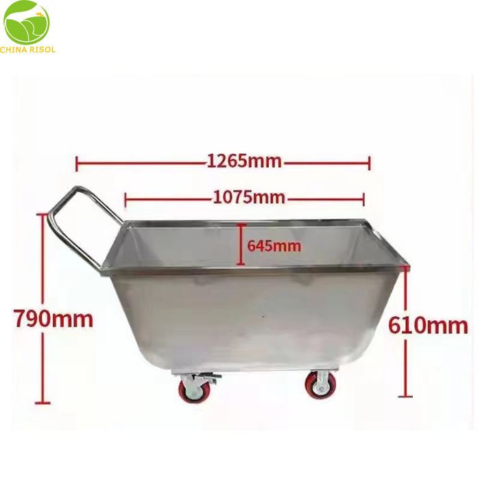 Manual 4-Wheel Push Trolley Stainless Steel Pig Farm Feed Cart for ...