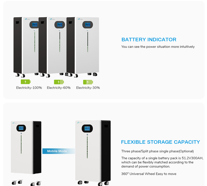 LP 15Kwh Lithium Battery Ion 51.2v 48V 300ah Lifepo4 Battery 15 kwh 15kw Solar Home Energy ...