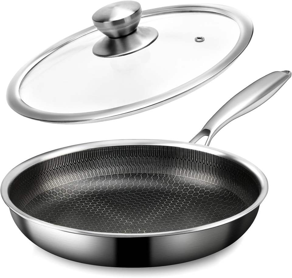 Stainless Steel Honeycomb Wok - Modern Eco-Friendly Kitchenware Set