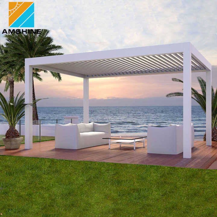 Motorized Louver System Aluminium Outdoor Pergolas Waterproof