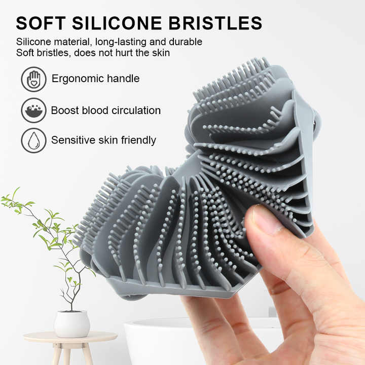New Bathroom Anti Bacteria Handheld Round Body Scrubber Soft Silicone ...