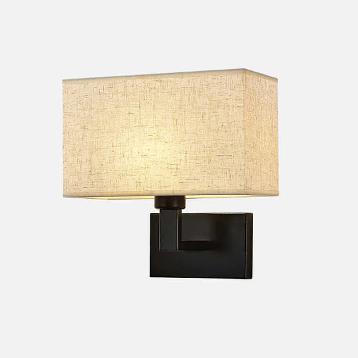 Modern Style E27 Base Rectangle Sconce Lamp Fabric Shade Bedside Wall ...