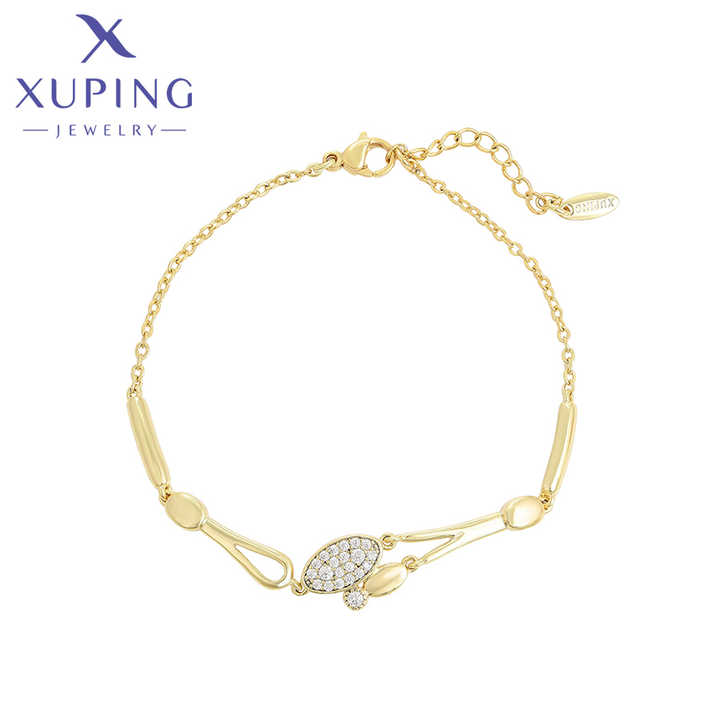 X000445183 Xuping Fashion Simple Bracelet 14K Gold Color Women Birthday ...