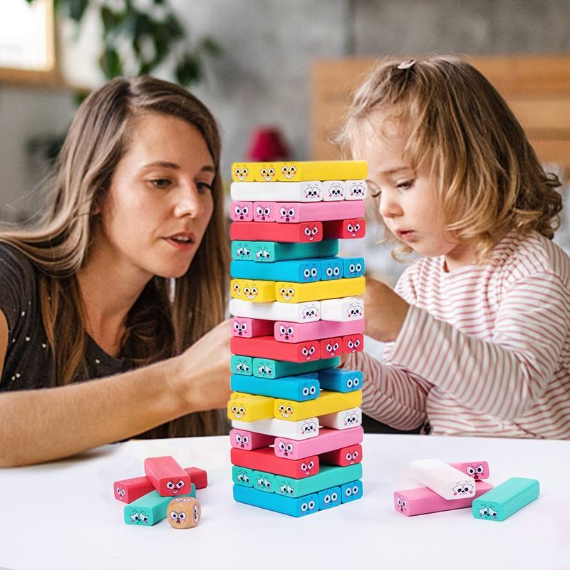 Colorful Wooden Building Balance Blocks Domino Blocks with Expression ...