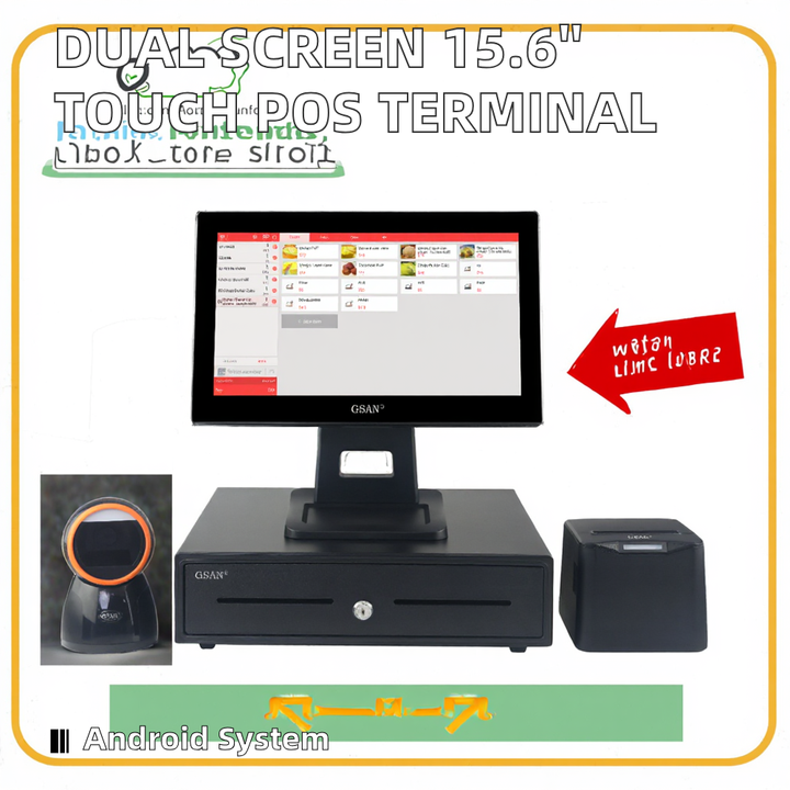 15.6'' Dual Touchscreen POS Electronic Terminal Android Desktop Cash ...