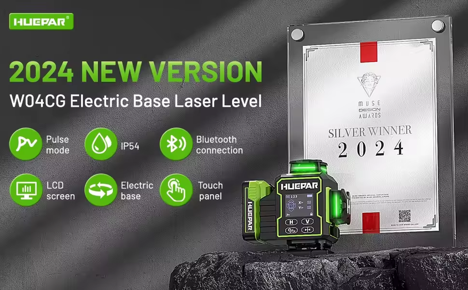 Huepar W04CG Green Lasers Level 4D Rotary 16 Lines Self-Leveling With ...