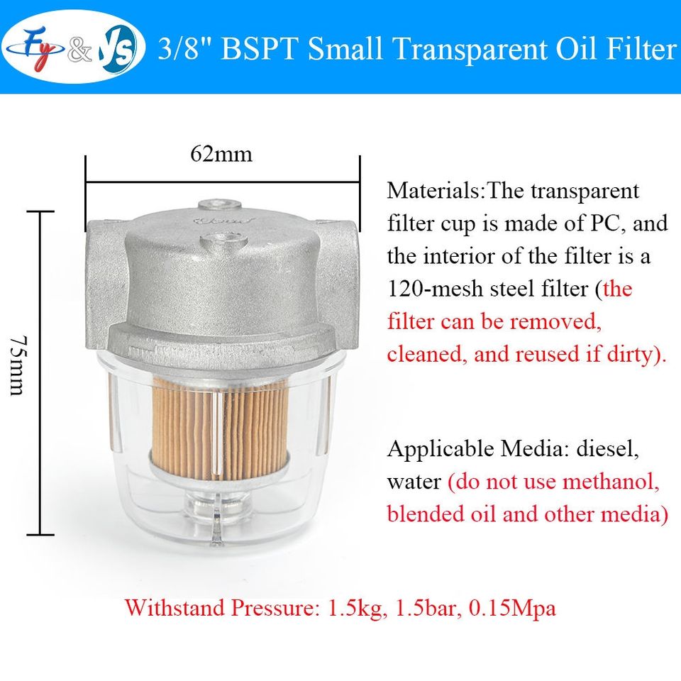 YS Diesel Methanol Vegetable Oil burner Filter 2 Points to 1 Inch ...