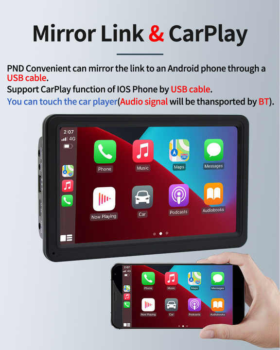 New 7 Inch Portable MP5 Car for DVD Player with Android Auto Wireless ...