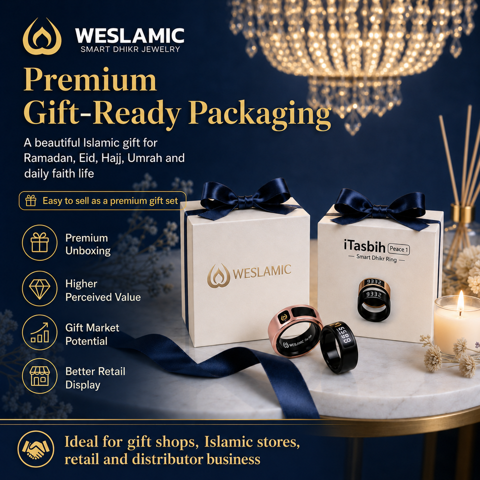 WESLAMIC ITasbih Peace 1 Zikr Ring Curved Seamless LED Screen Smart ...