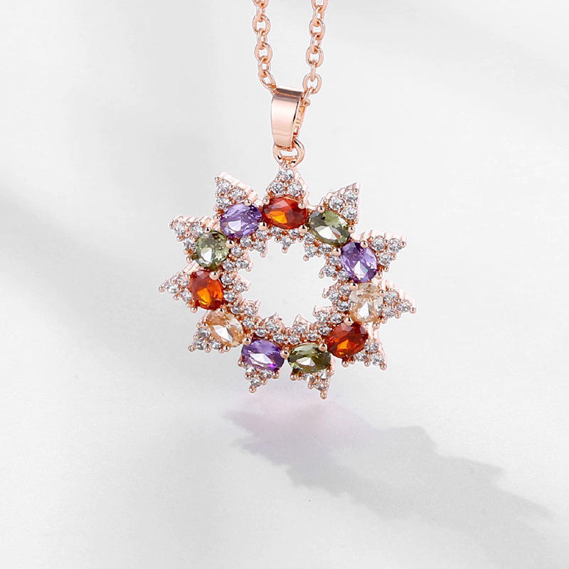 Elegant Floral Style Super Shiny Colorful Zircon Flower Pendant ...