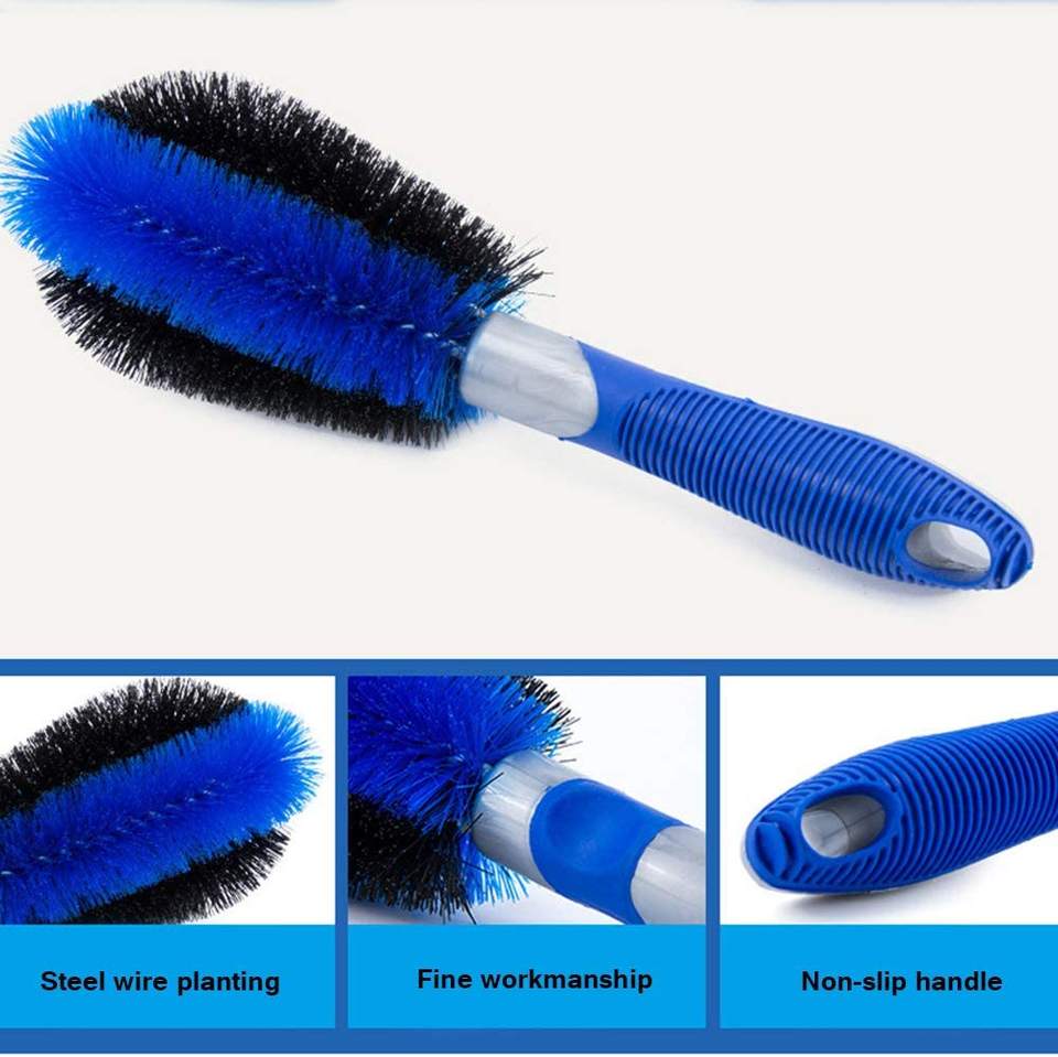 3pcs Set Blue Long Brush Cleaning Wheels Wash Brush for Rims and Tires ...