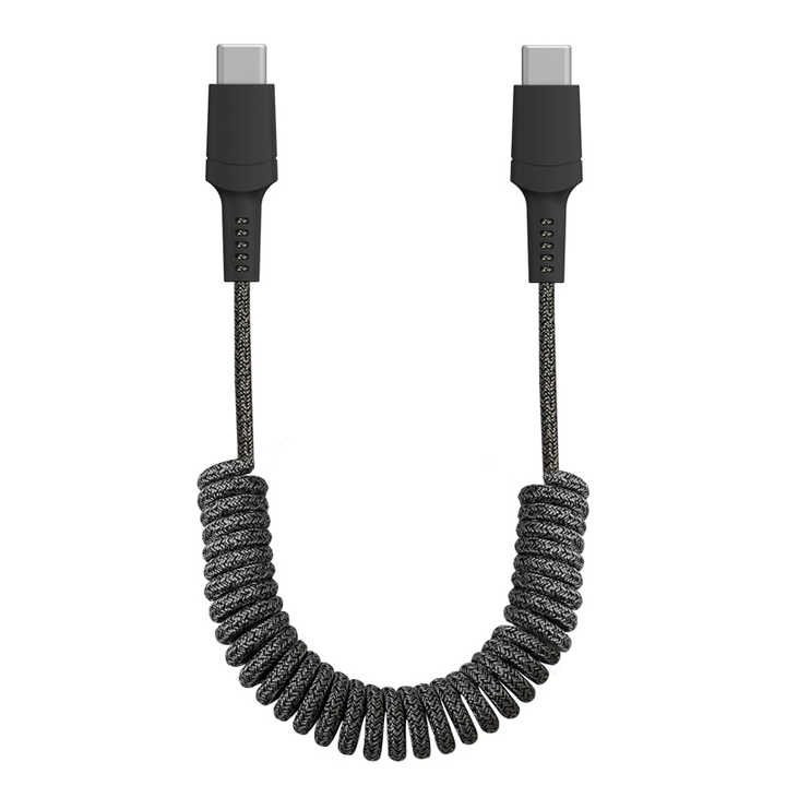 Spiral Curly Braided Type C PD USB Data Cable - Durable & Fast Charging