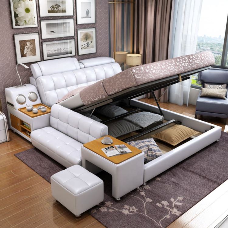 Smart Multifunction Bed - Modern Leather with Lift Storage
