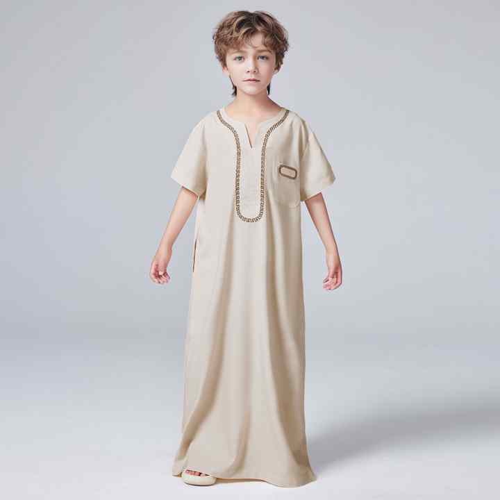 Muslim Middle East Arab Dubai Malaysian Boy Loose Embroidery Boy Thobe ...