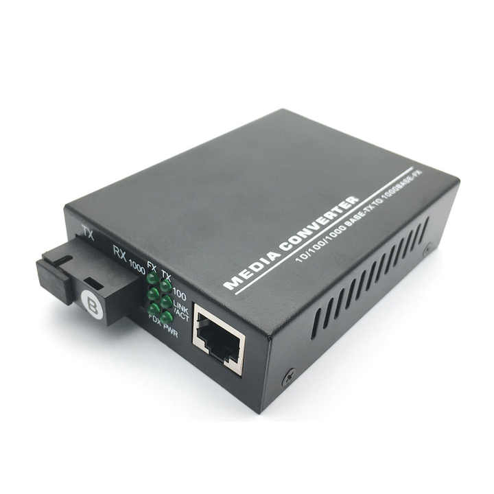 PACBTECH Gigabit Media Converter 10/100/1000 Ethernet Single Fiber 1310/1550nm 40km Range SC/FC ...