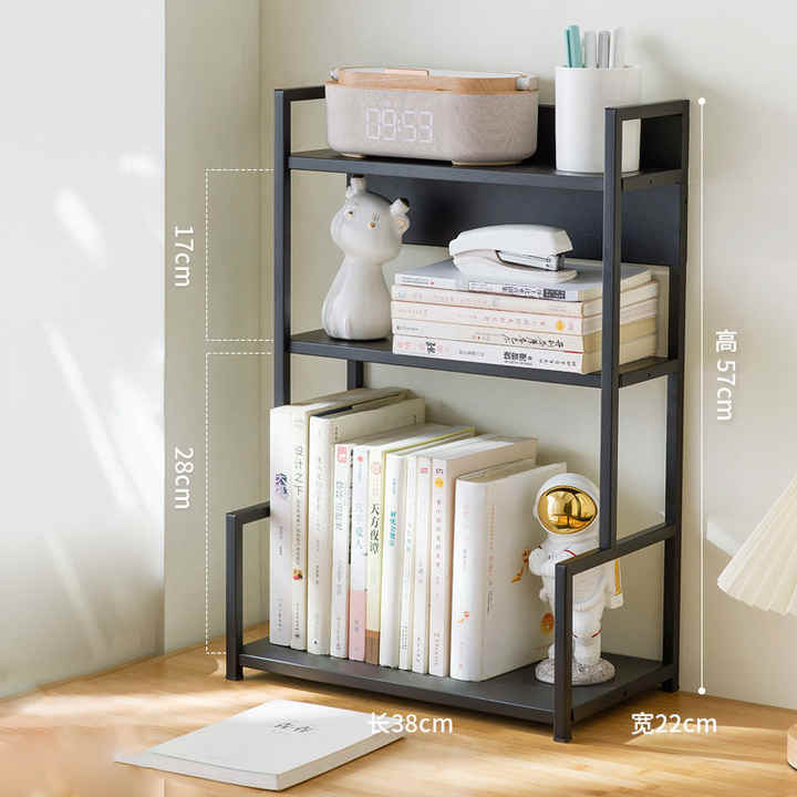 Modern Book Shelf 2 Tier Desktop Bookshelf, Metal Desktop Organizer ...