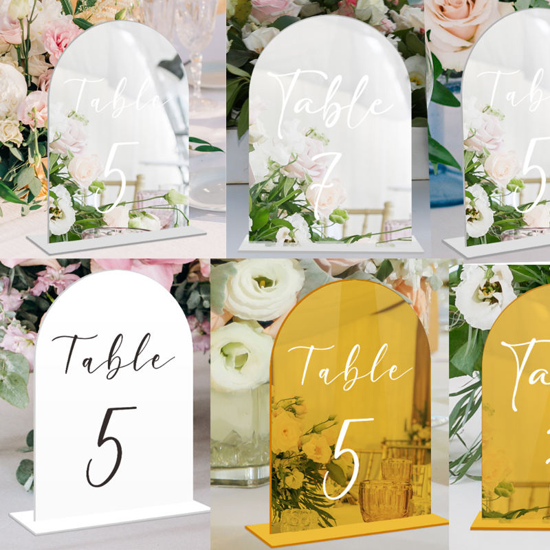 12X14.2CM Blank Table Numbers clear Black Gold Blank Plexi Table Number ...