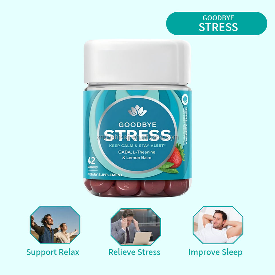 Goodbye Stress Gummies GABA L-Theanine Melatonin Vitamin Supplement ...