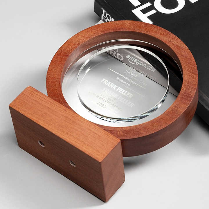 2025 nuevo trofeo de madera redonda Placa de Base de madera de cristal en blanco trofeo de ...