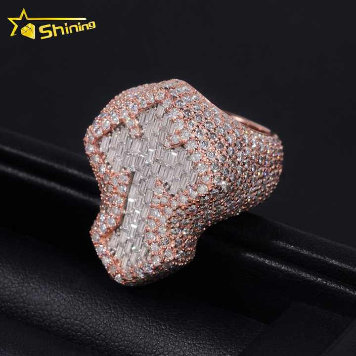 Hip Hop Style Hot Sale VVS Moissanite Men Diamond Cross Rings 925 ...