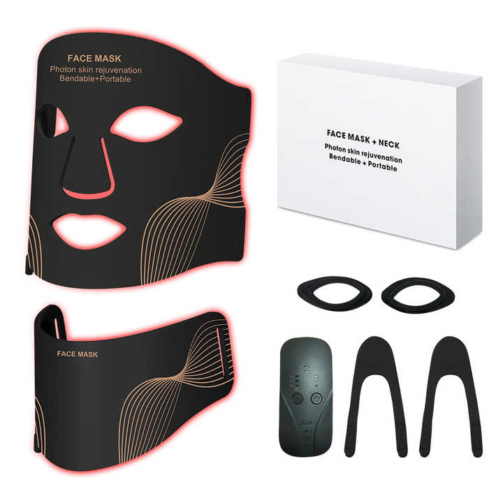 Wochuan New Face Neck Silicone LED Mask 7 Colors LED Light Photon Red ...