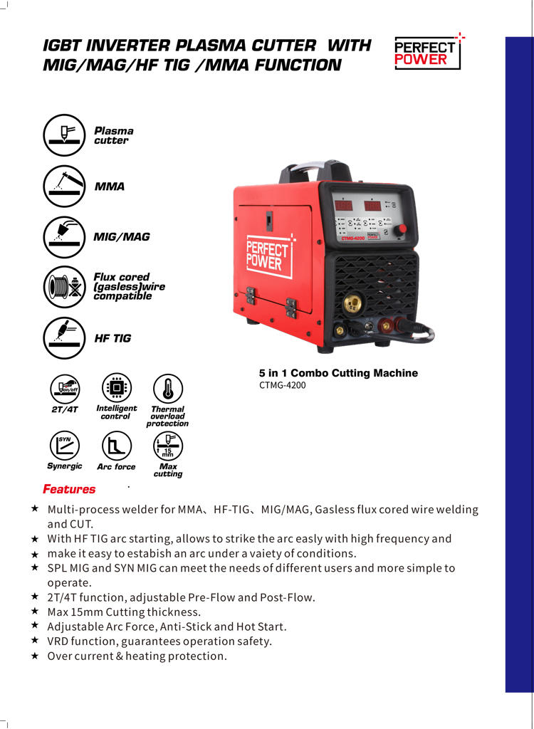 5 in 1 Gas MAG TIG FLUX MMA Inverter Welder 200amp Combo MIG Welder Plasma Cutter Products from ...