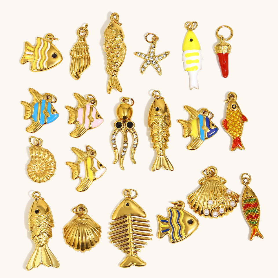 Ins Hot-selling Stainless Steel Tarnish Free 18K Gold Plated Ocean Fish ...