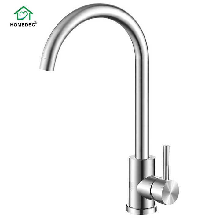 304 Stainless Steel Kitchen Faucet with Hot & Cold Mixer, Sink Faucet