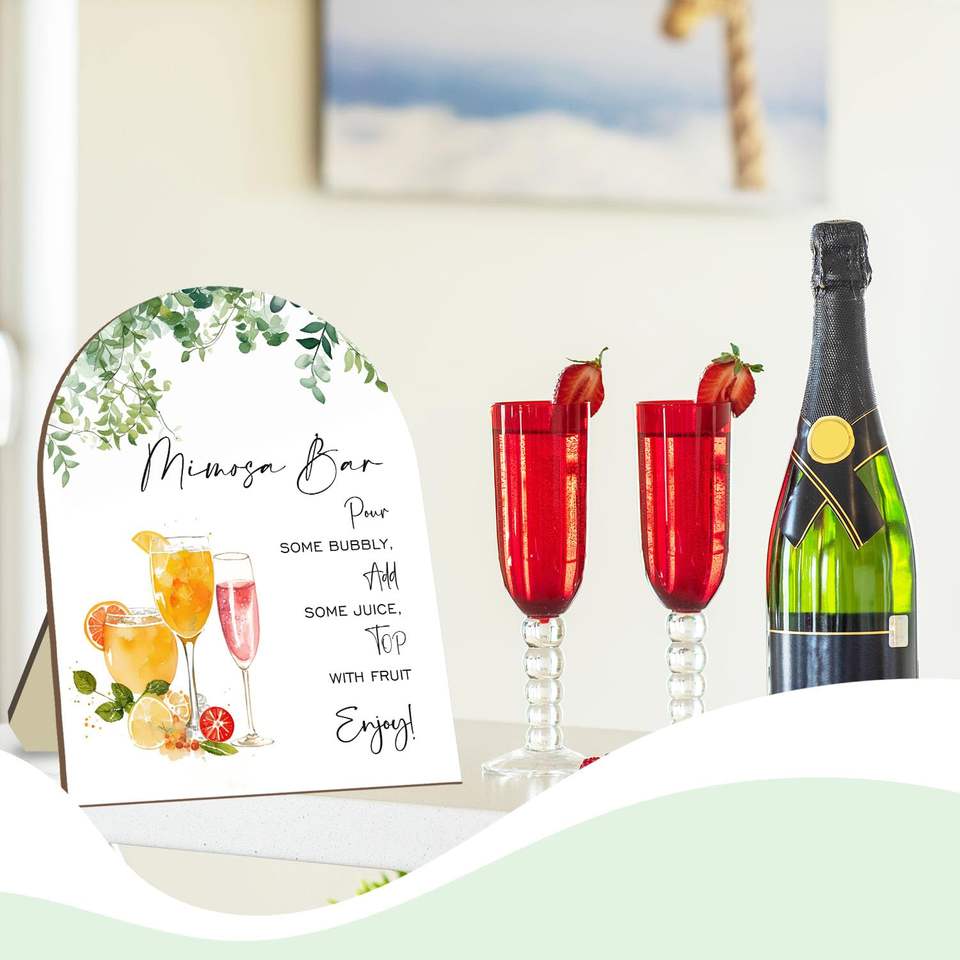 Mimosa bar Sign, Wooden Sign with Bracket, Floral Decoration Baby Party ...