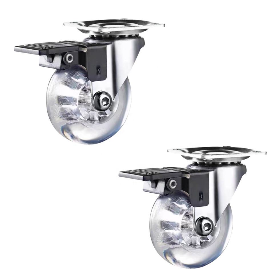 30mm/50mm/75mm PU Transparent Caster Wheel Rodizio Furniture Wheel for ...