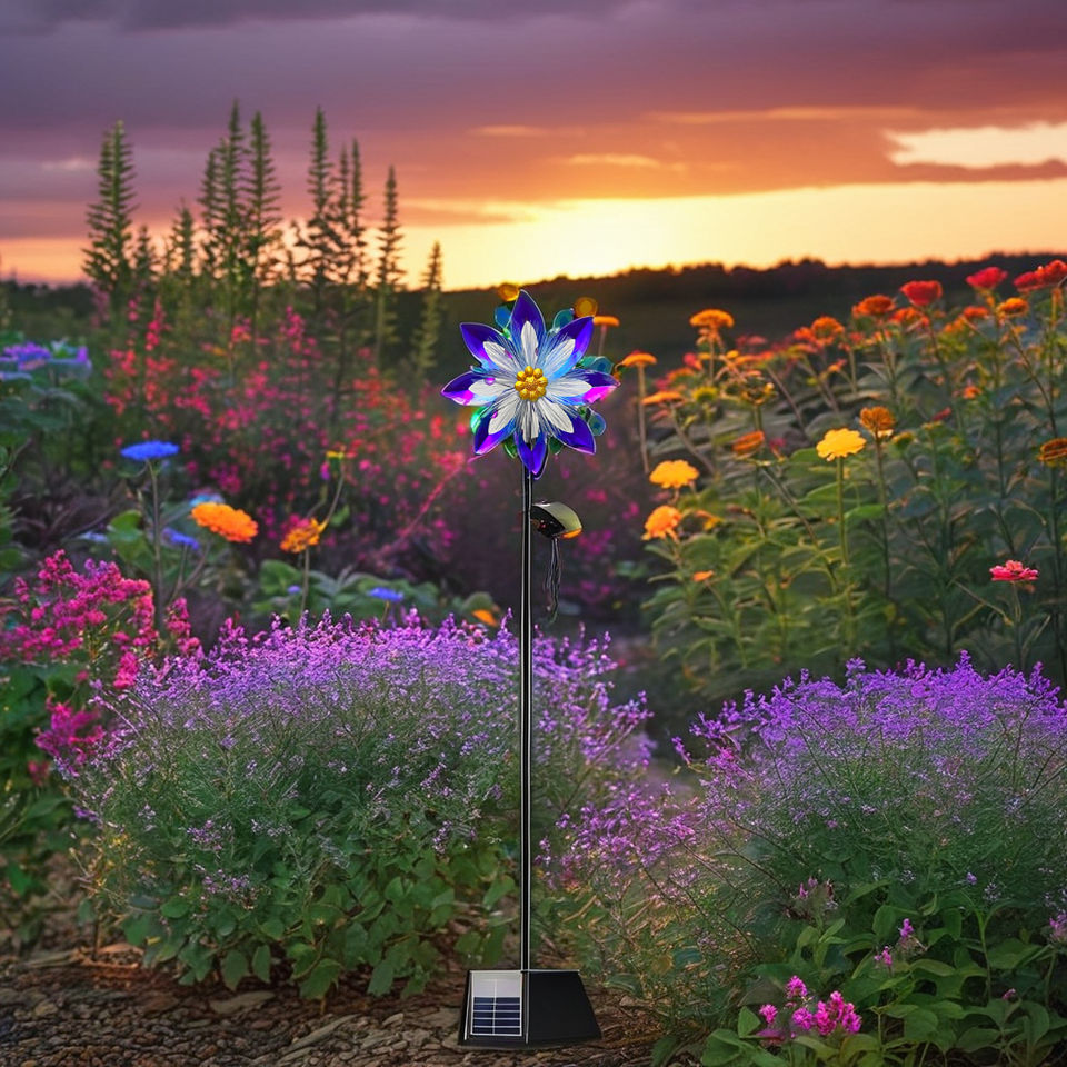 Kinetic Wind Spinners Outdoor Metal Garden Pinwheels Stake Double ...