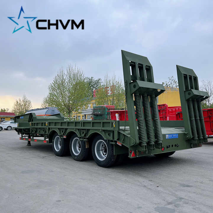 100 Tons 5 Axles Steel Lowboy Semi Trailer Low Bed Truck Trailer for ...