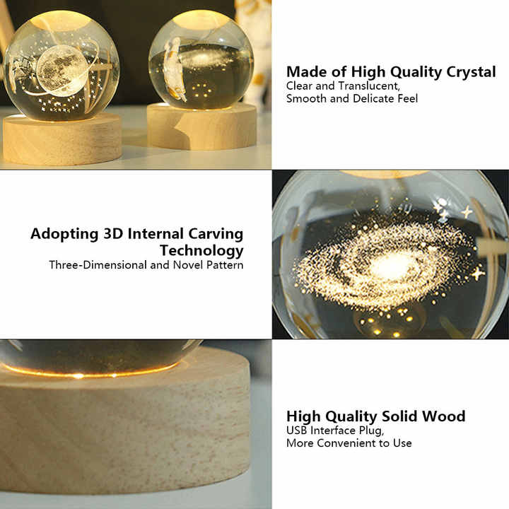 Wholesale Custom 3D Art Crystal Night Lamp Luminous Crystal Ball ...