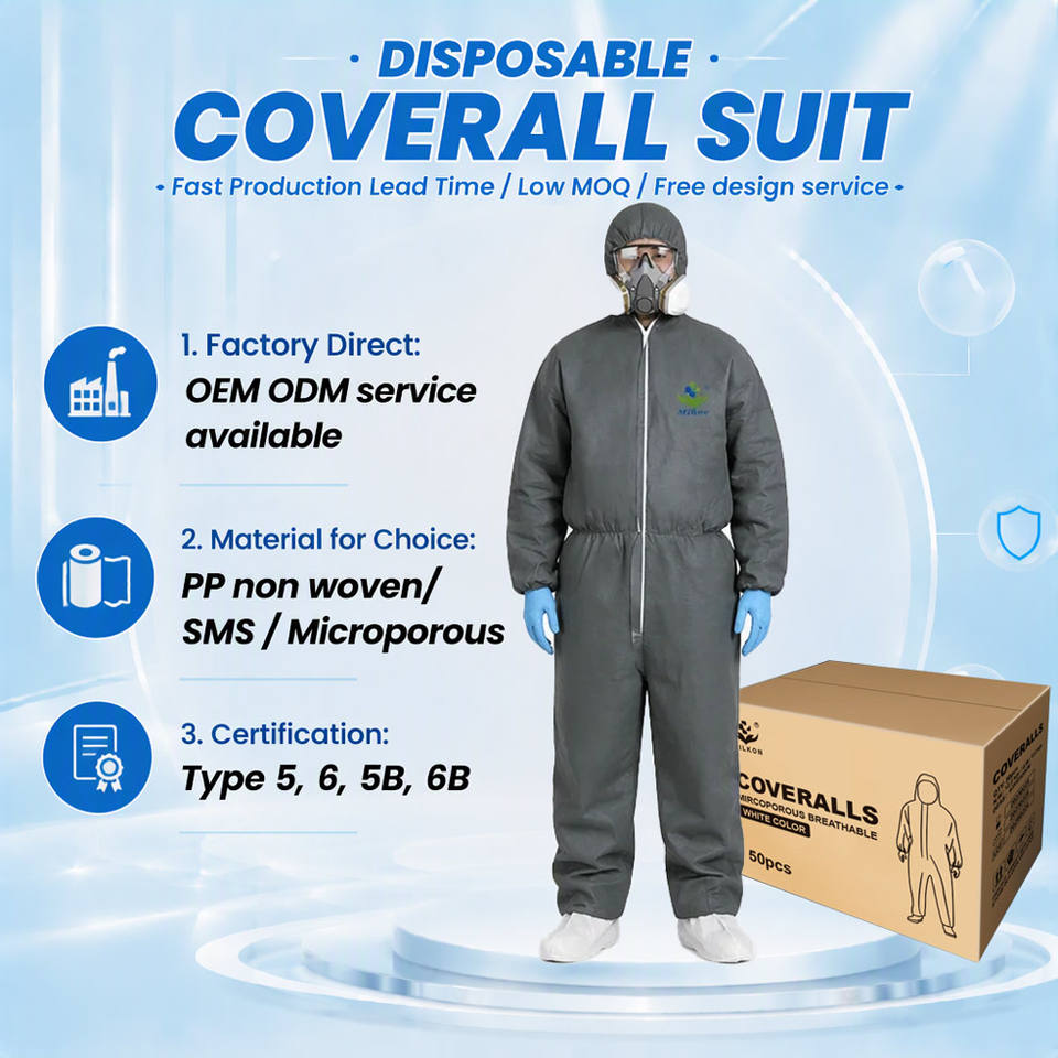Factory Provide Full Body Spp Non Woven Dust Protection Grey Color ...
