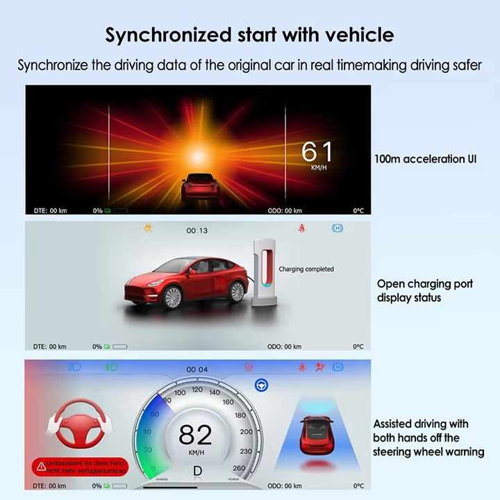 6.86'' Revised Model 3 Cluster Display LCD Instrument Screen for Tesla ...