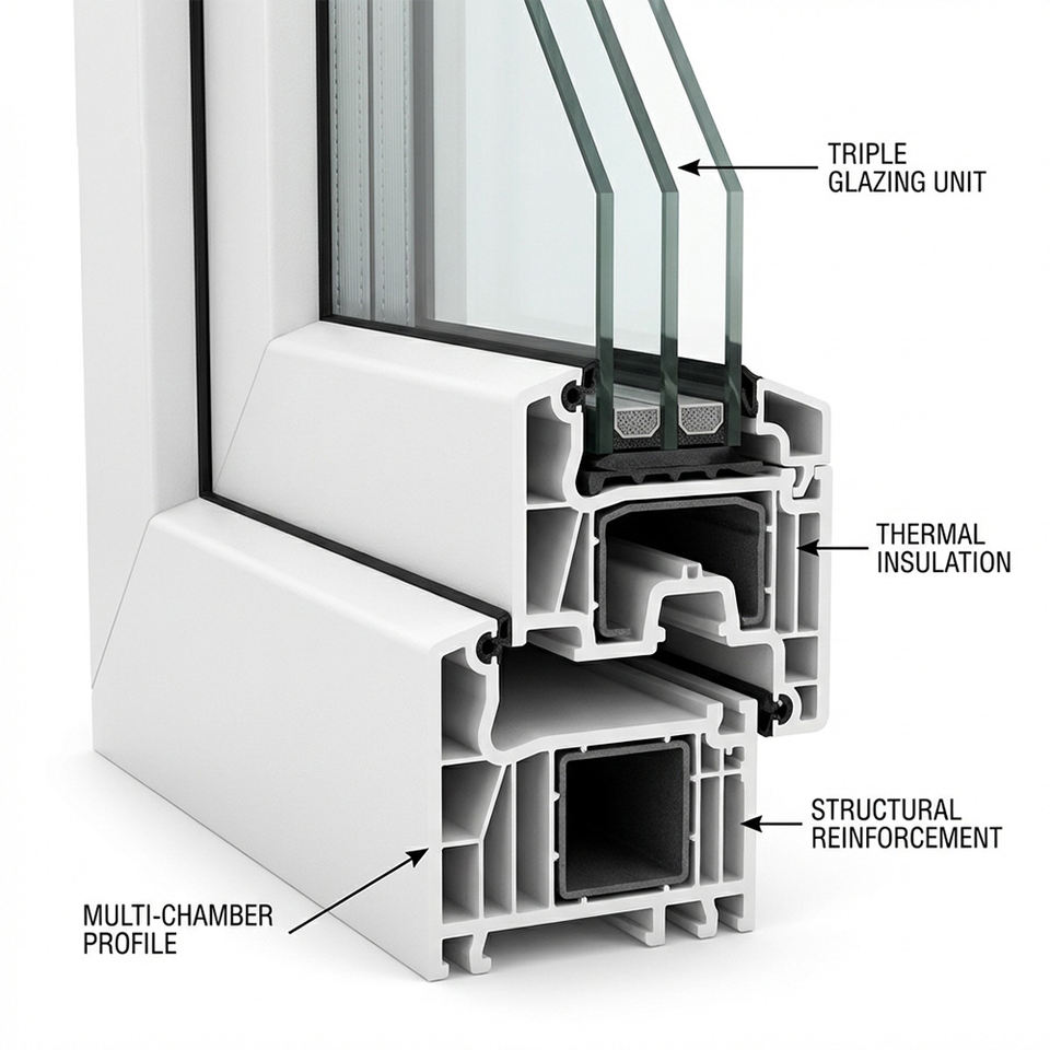 Conch UPVC Casement Window Outward Opening Double Glazed Glass ...