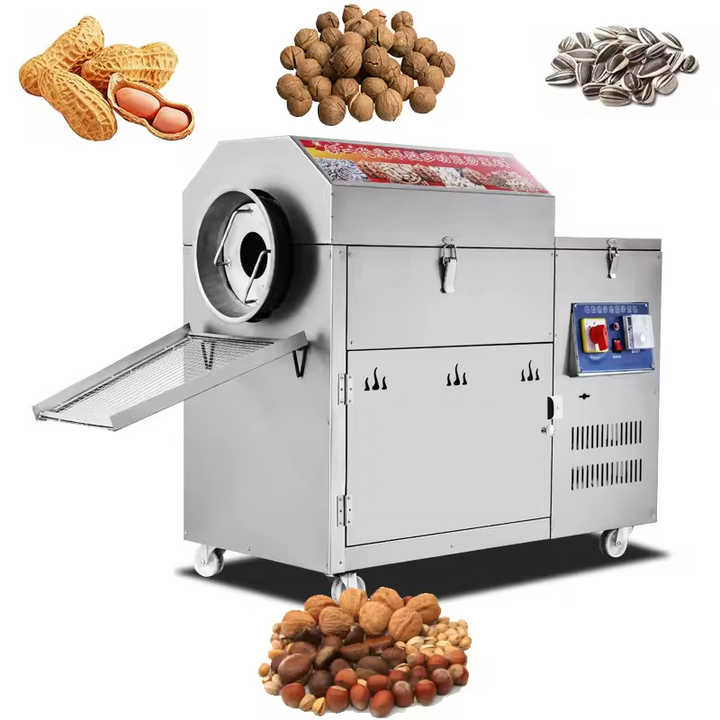 Automatic Nuts Roaster Drum 50KG/H Pumpkin Seed Peanut Nut Cocoa Bean ...