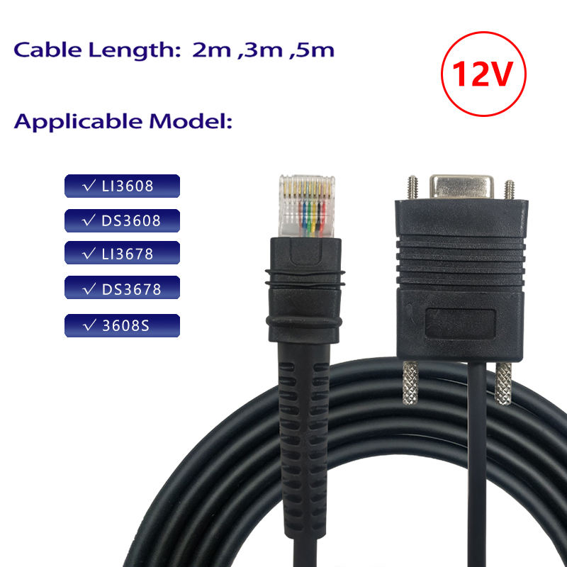 SOTESIN 12V RS232 to Rj50 Serial Barcode Scanner Cable for Zebra LI3608 ...